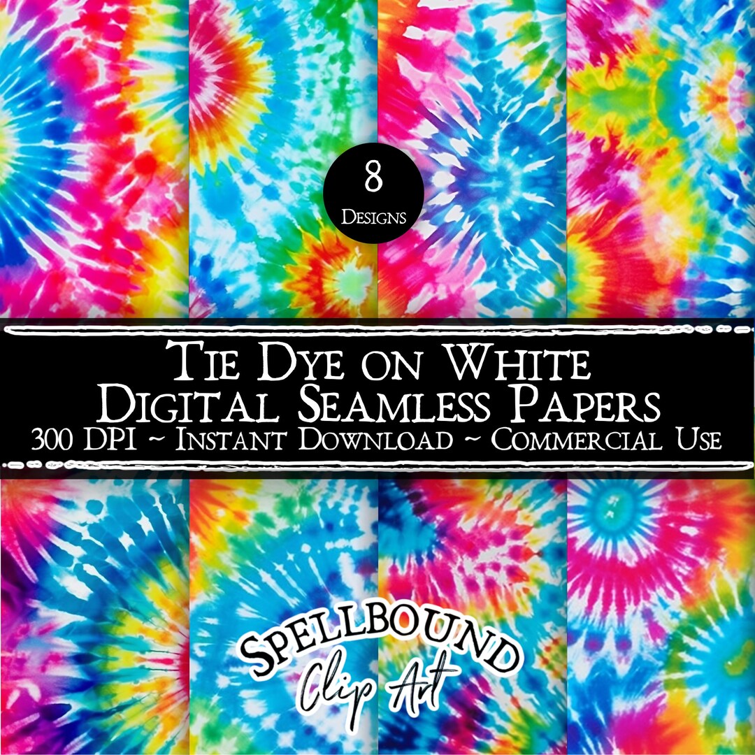 Tie Dye on White Seamless Digital Papers, Commercial Use, Instant ...