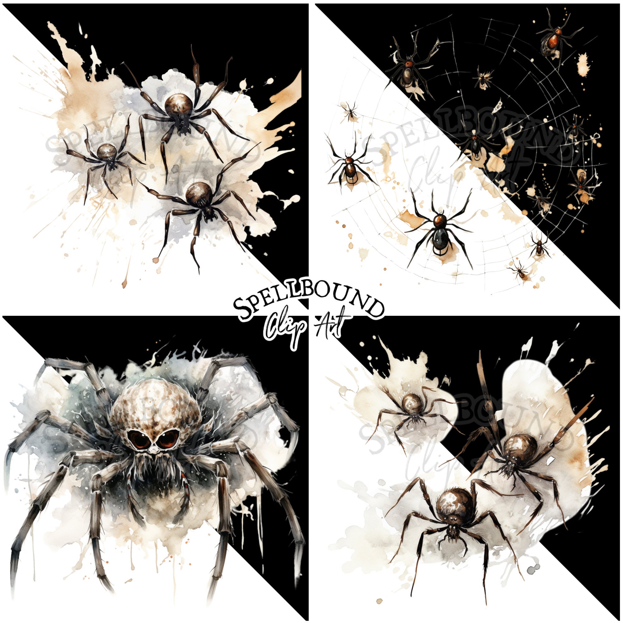 Spooky Spiders Digital Clipart, Commercial Use, Instant Download ...