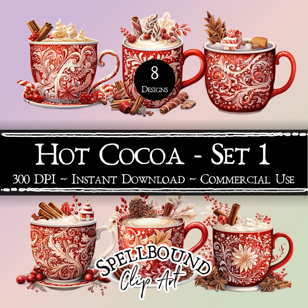 Hot Cocoa Digital Clipart, Commercial Use, Instant Download, Christmas ...