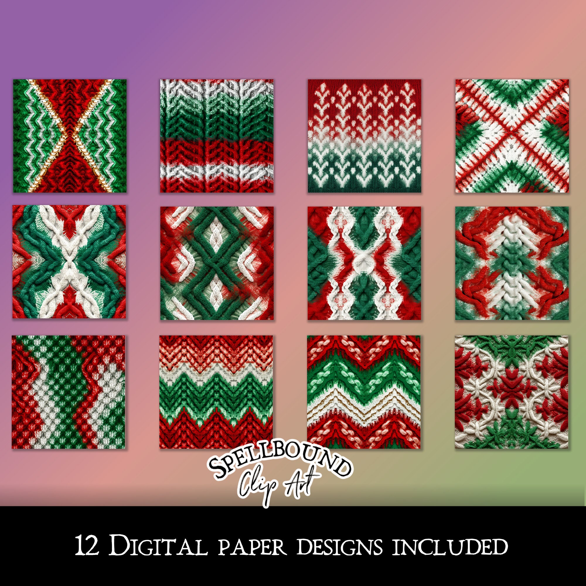 Christmas Sweater Pattern Seamless Digital Papers, Commercial Use ...