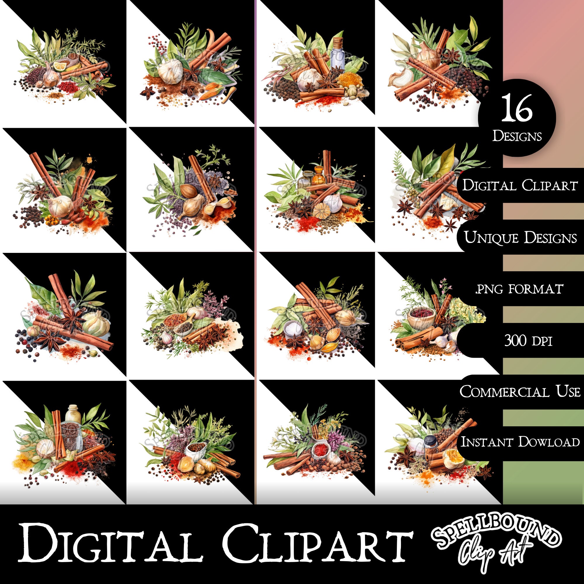 Herbs and Spices Digital Clipart, Commercial Use, Instant Download, PNG ...