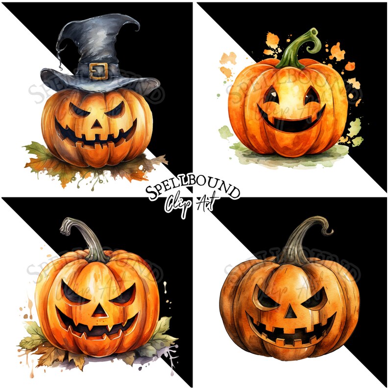 Jack'o'lantern Pumpkin Digital Clipart, Commercial Use, Instant ...