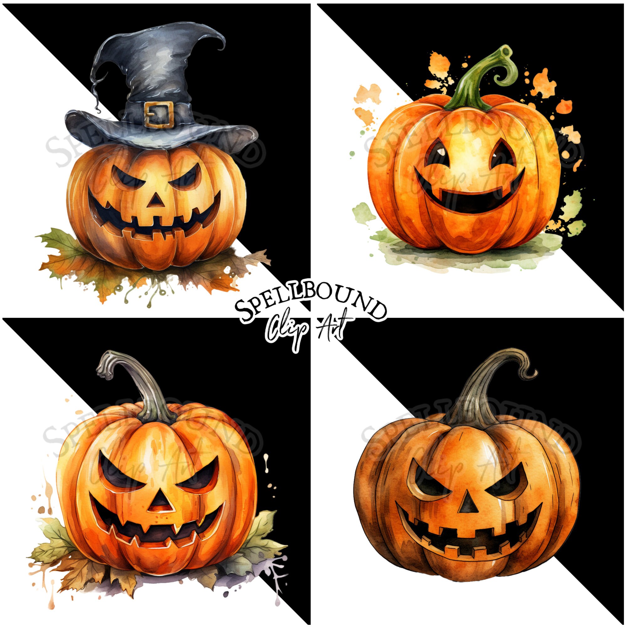 Jack'o'lantern Pumpkin Digital Clipart, Commercial Use, Instant ...