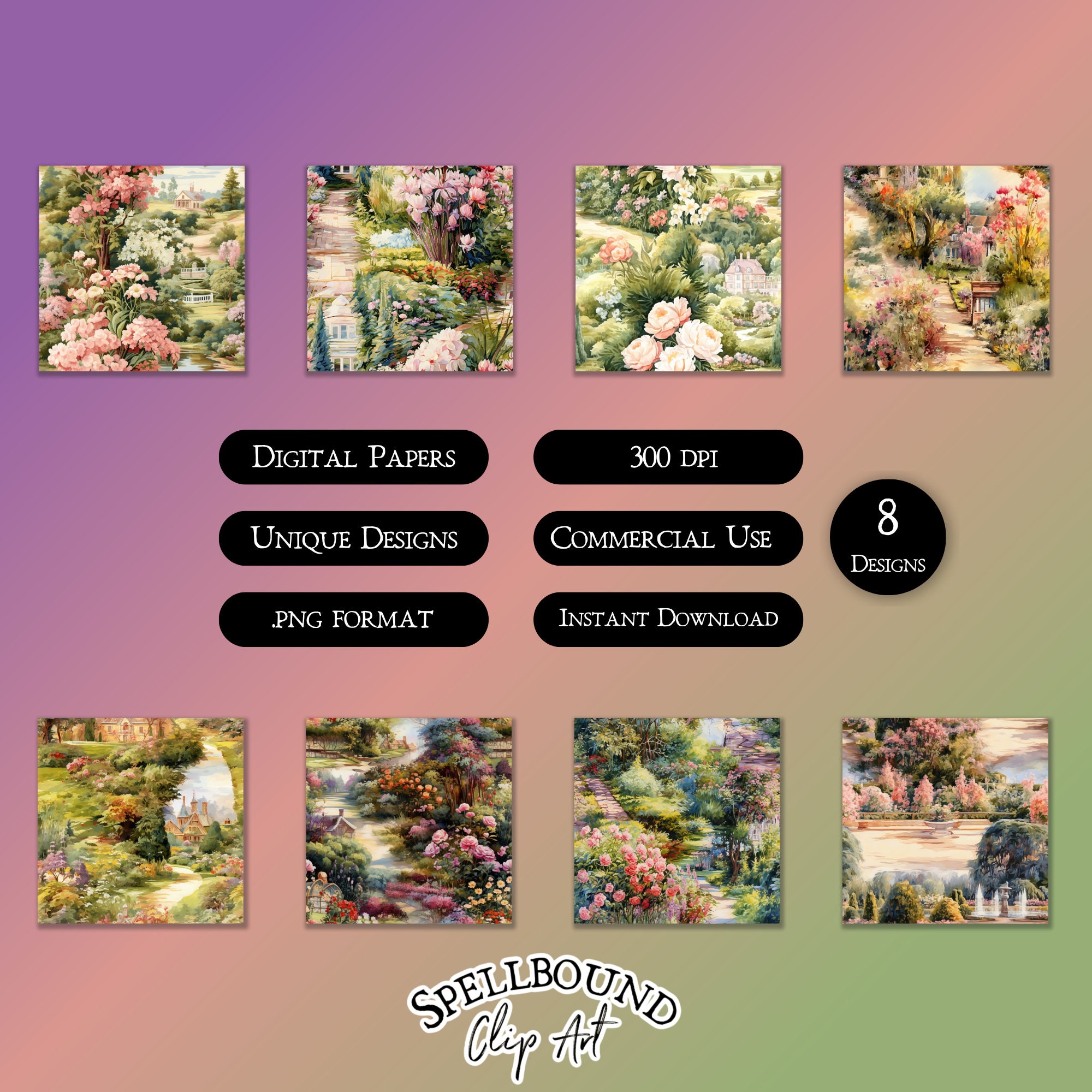 English Garden Seamless Digital Papers, Commercial Use, Instant ...