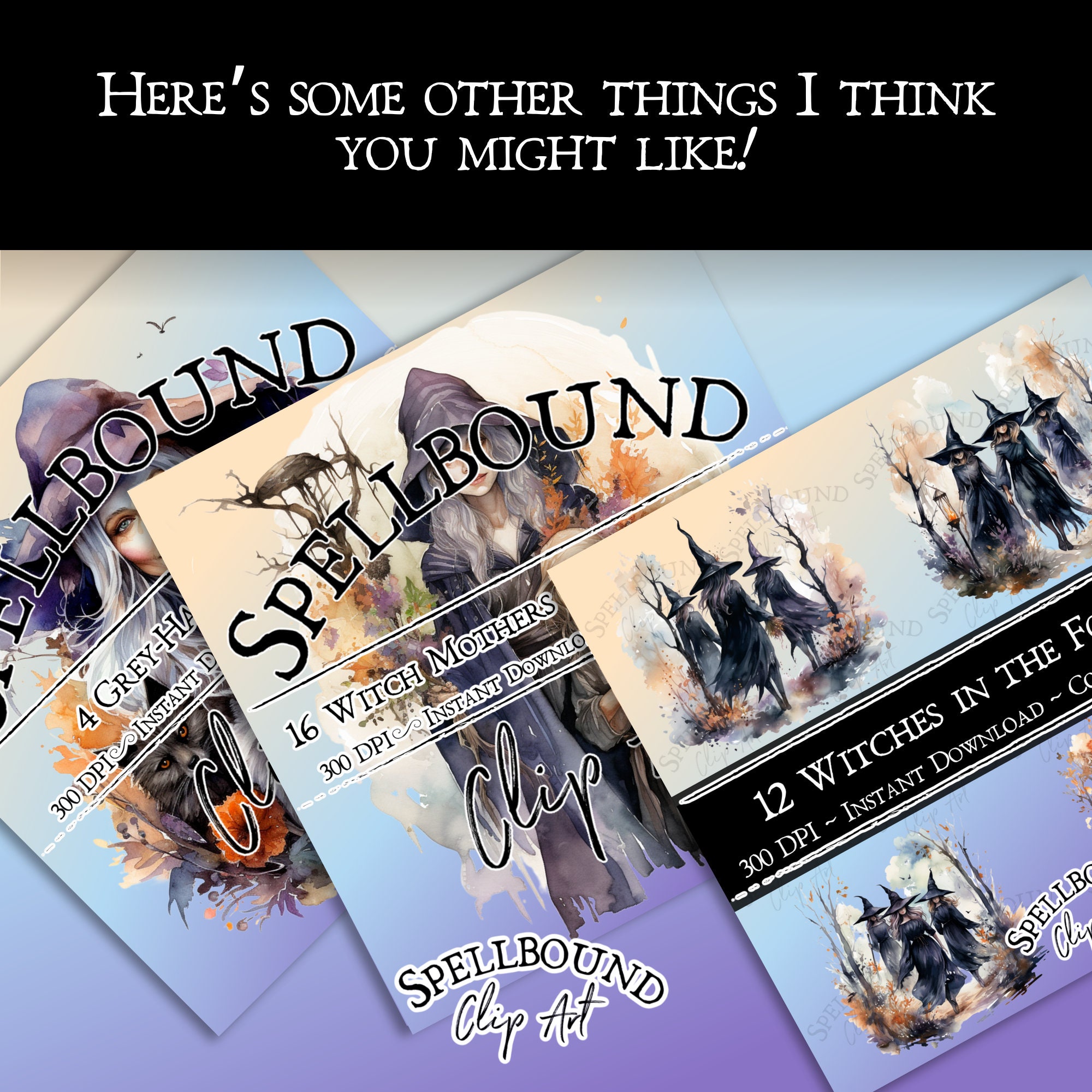 Watercolor Old Witches Digital Clipart, Commercial Use, Instant ...