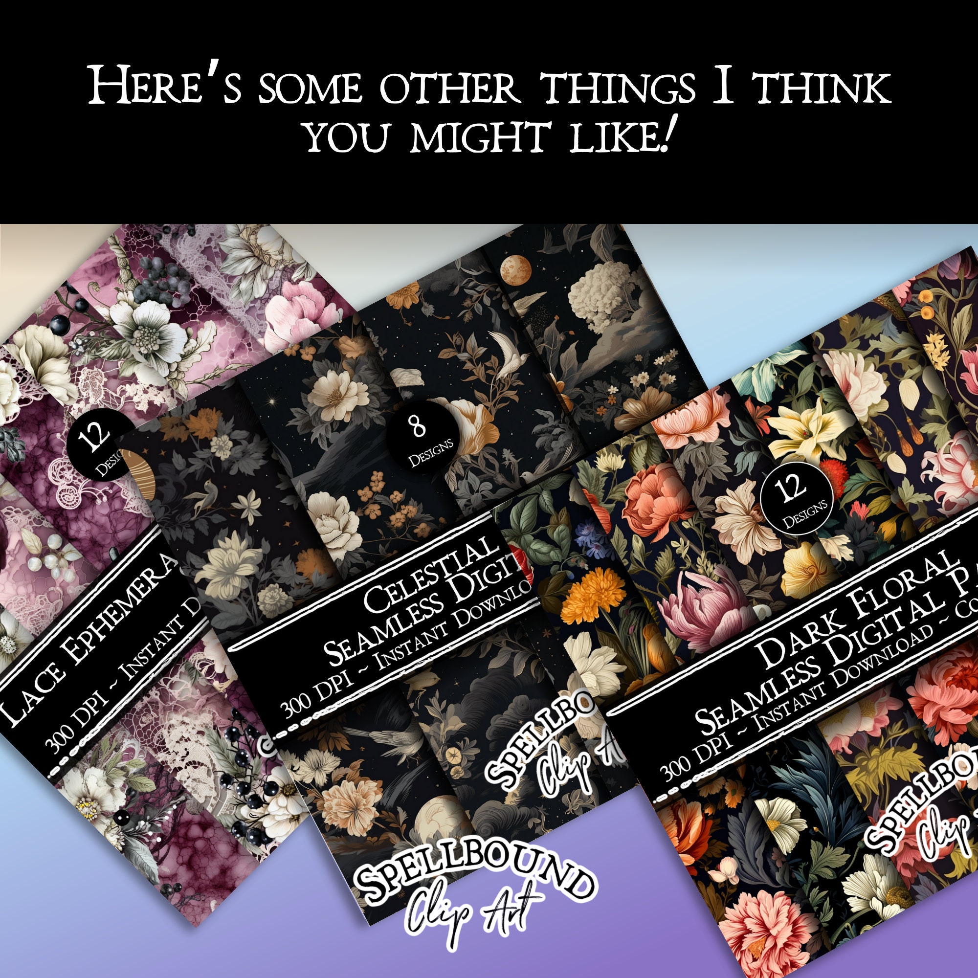 Filagree and Flowers Seamless Digital Papers, Commercial Use, Instant ...