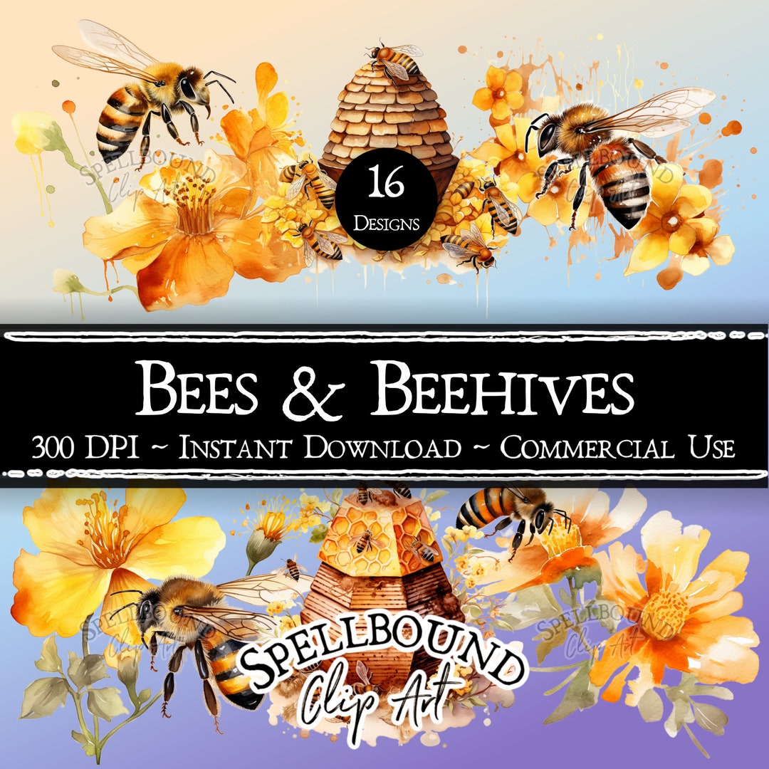 Bees and Beehives Digital Clipart Commercial Use Instant Download Bee ...