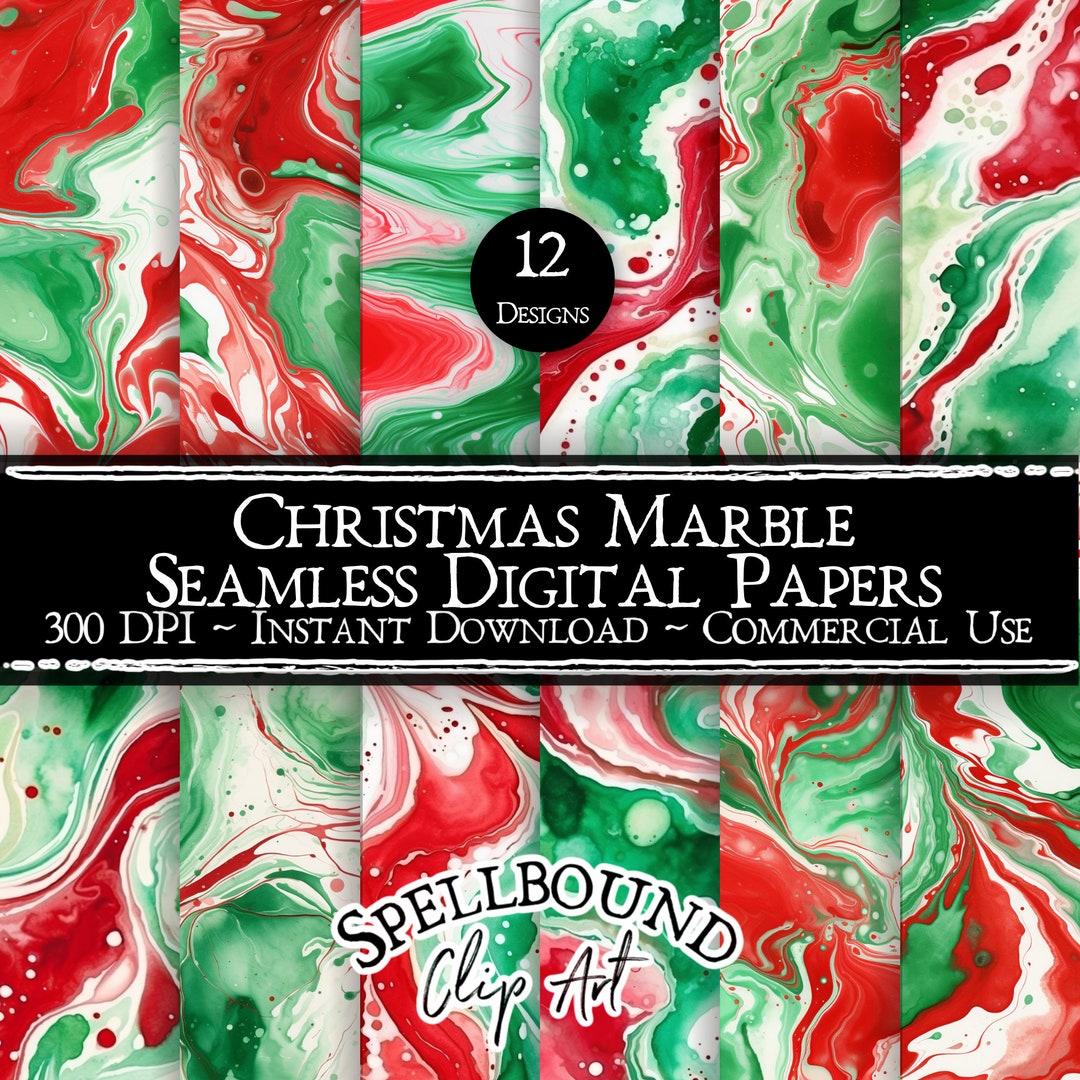 Christmas Marbled Seamless Digital Papers, Commercial Use, Instant ...