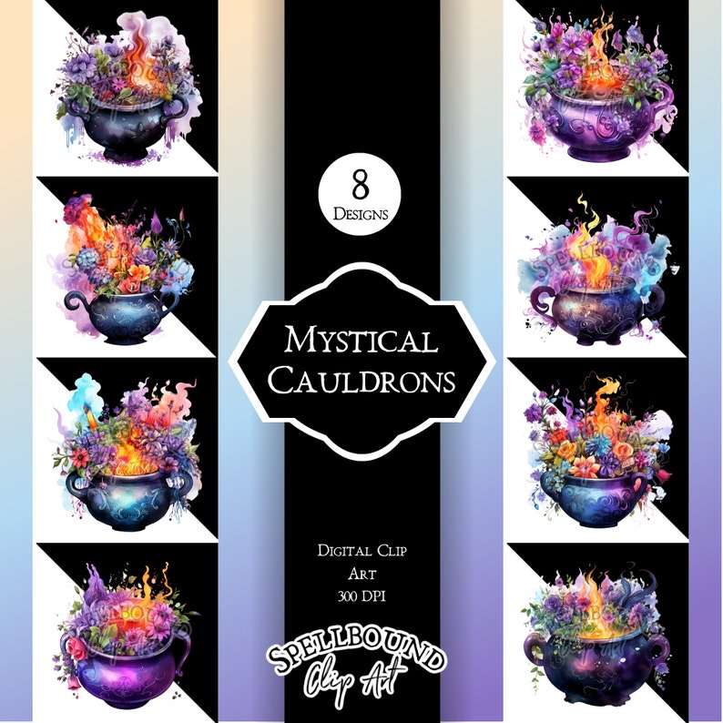 Mystical Witch Cauldrons Digital Clipart, Commercial Use, Instant ...