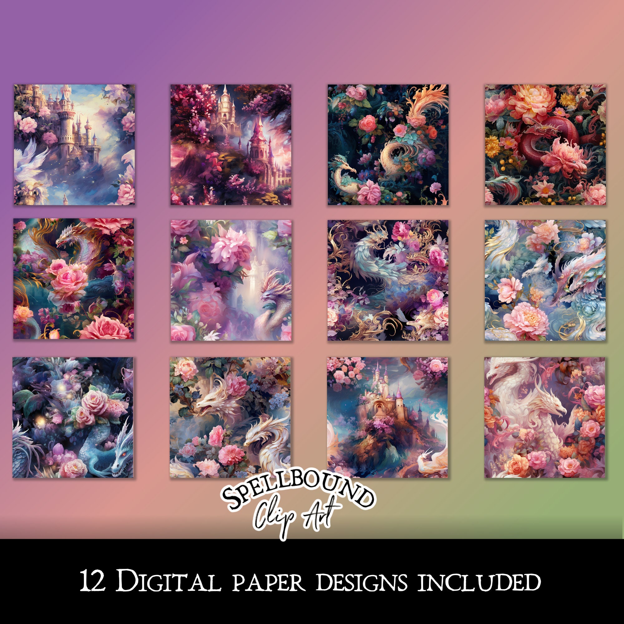 Fantasy Beasts Seamless Digital Papers, Commercial Use, Instant ...
