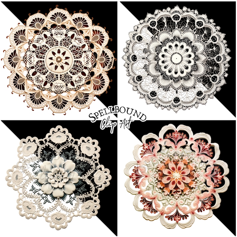 Lace Doilies Digital Clipart, Commercial Use, Instant Download, Flower ...