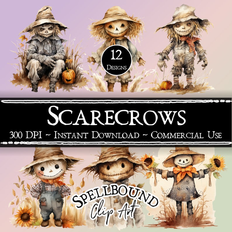 Scarecrow Digital Clipart, Commercial Use, Instant Download, Fall Clip ...