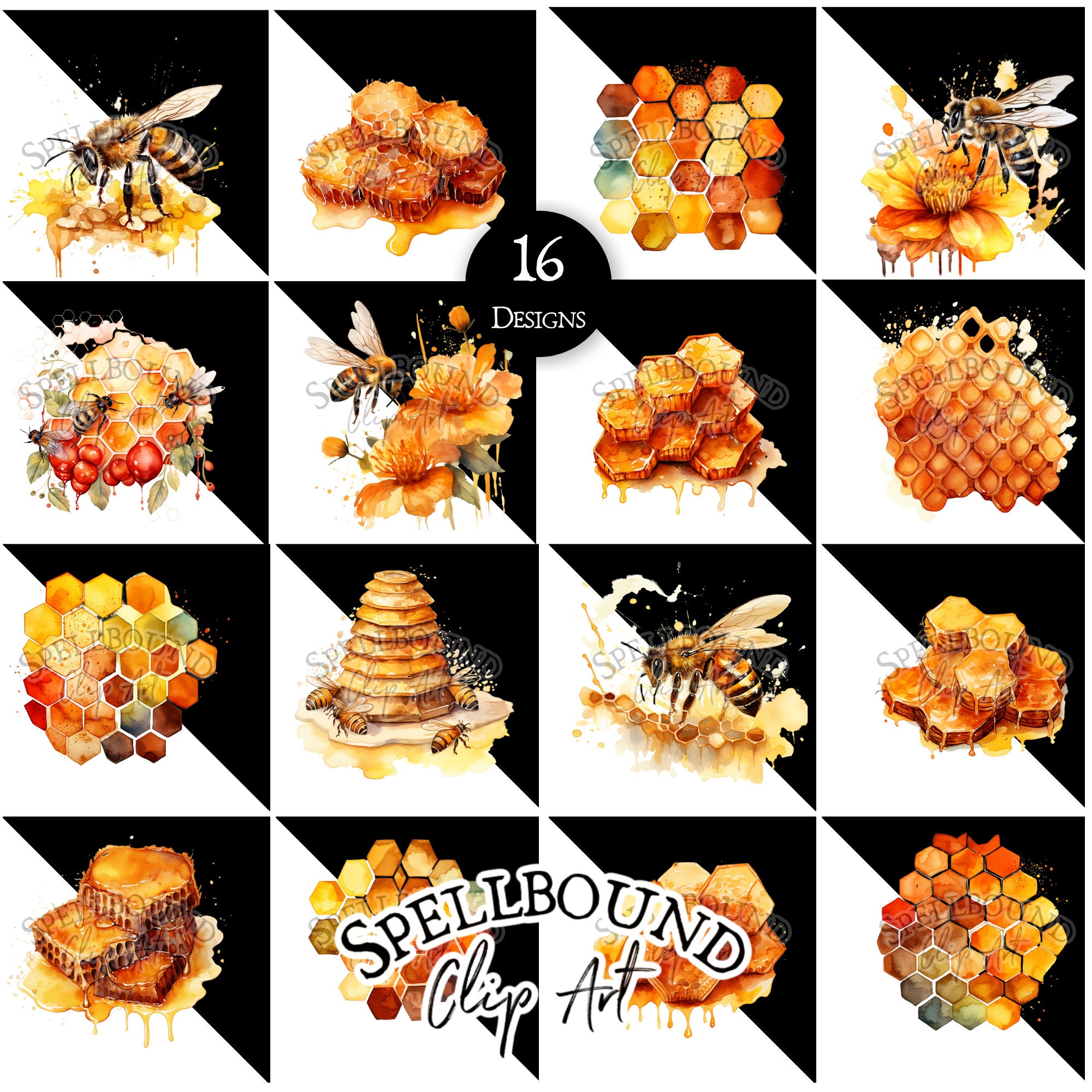 Honey Bees Digital Clipart, Commercial Use, Instant Download, Bee Clip ...