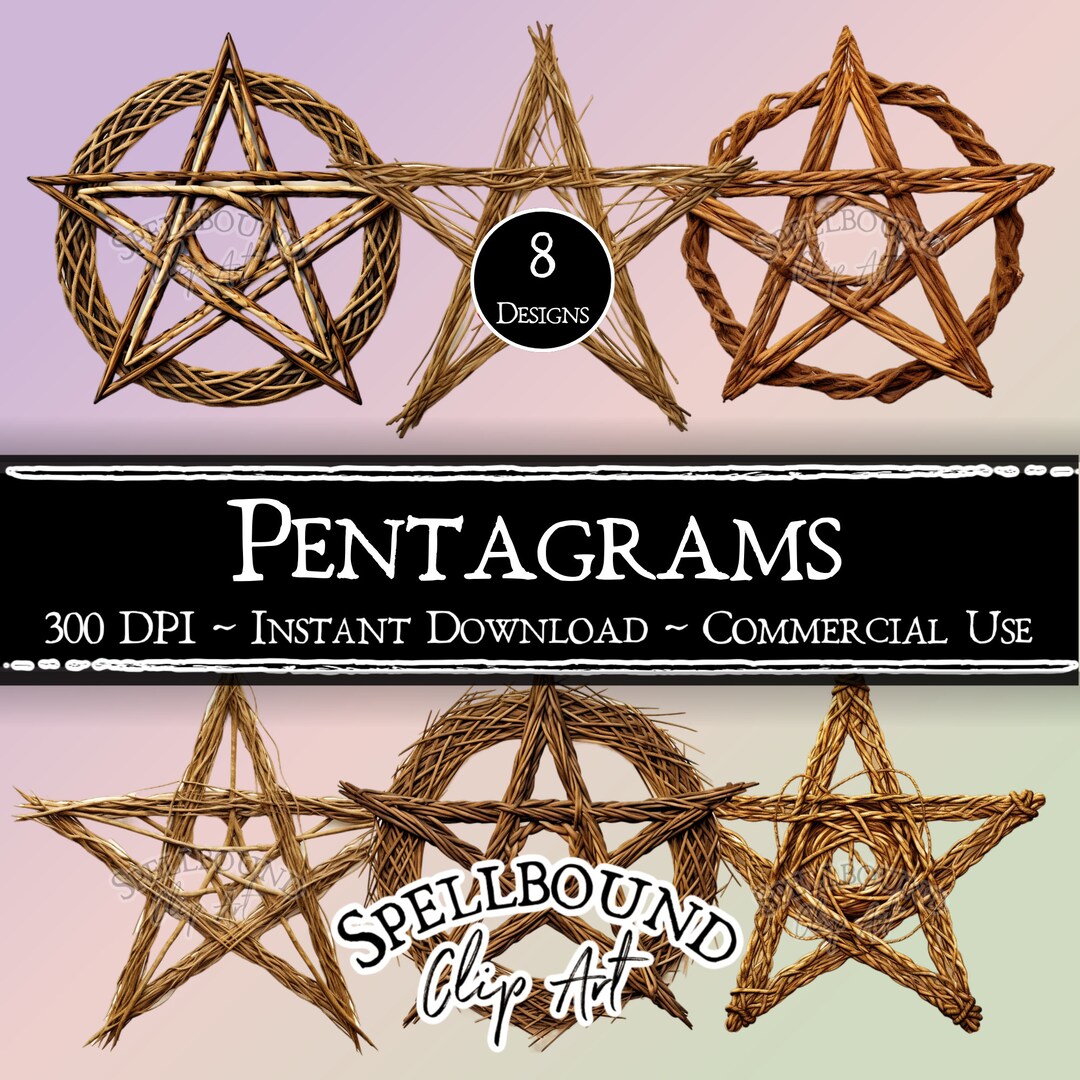 Pentagrams Digital Clipart, Commercial Use, Instant Download, Pagan Clip Art, Wiccan Clipart ...