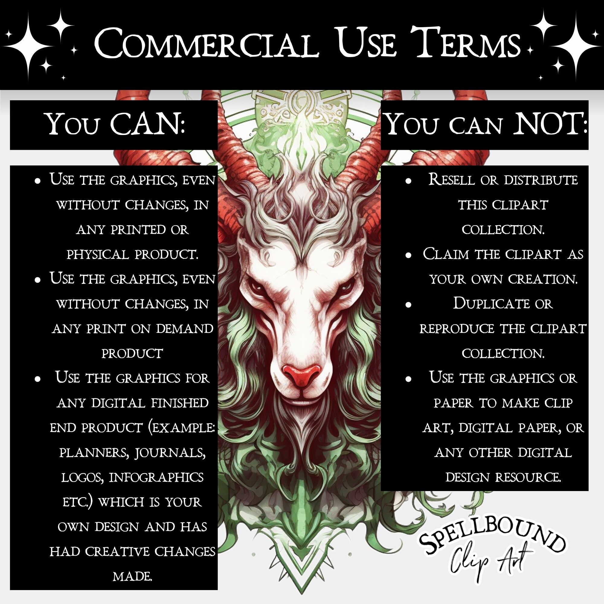 Christmas Baphomet Digital Clipart, Commercial Use, Instant Download ...