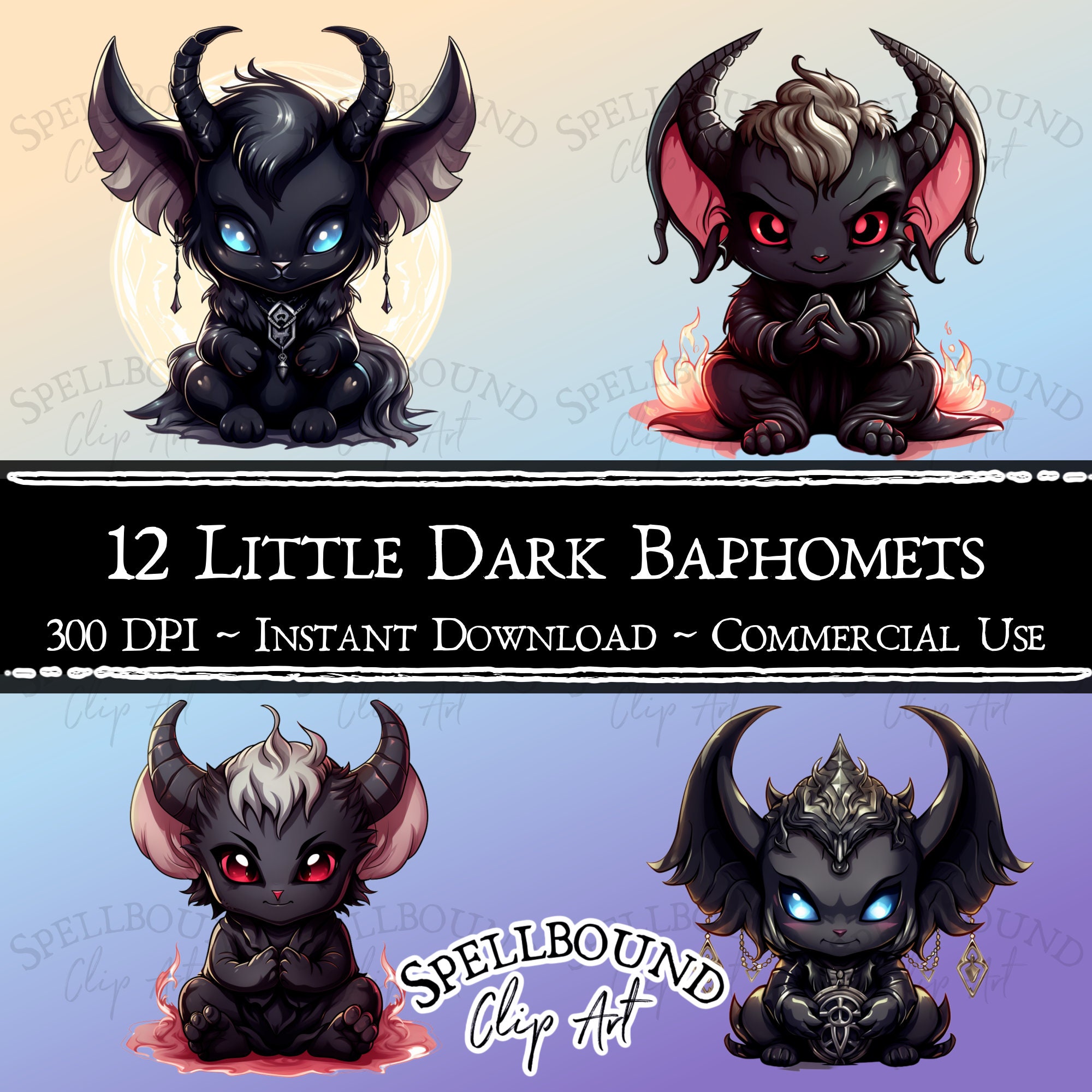 Chibi Dark Baphomet Digital Clipart, Commercial Use, Instant Download ...