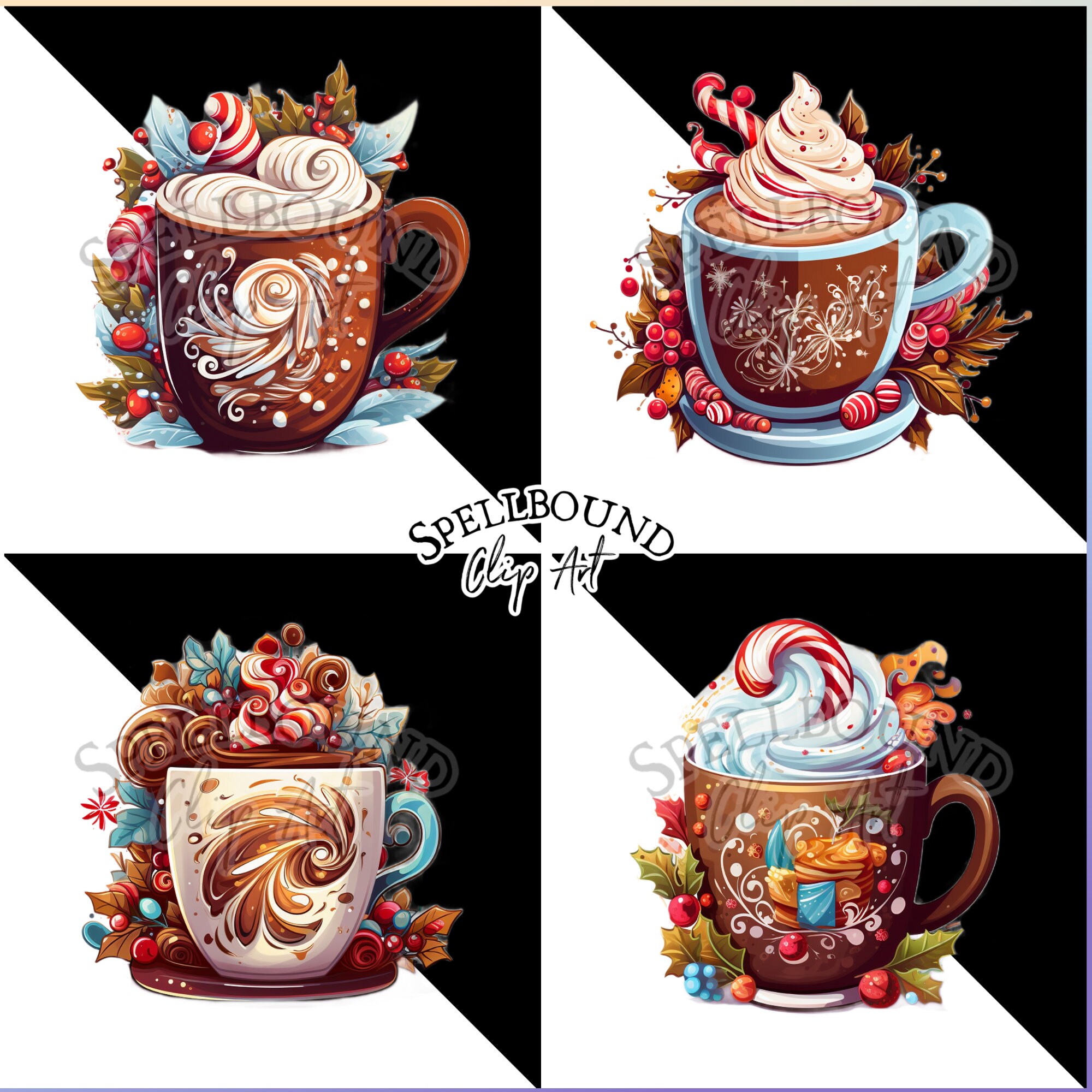 Hot Cocoa Digital Clipart Commercial Use Instant Download - Etsy