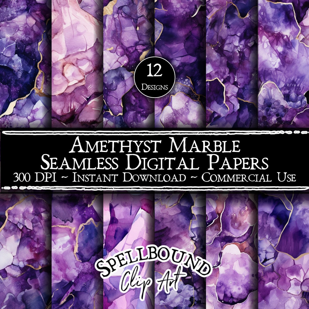Amethyst Marble Seamless Digital Papers, Commercial Use, Instant ...