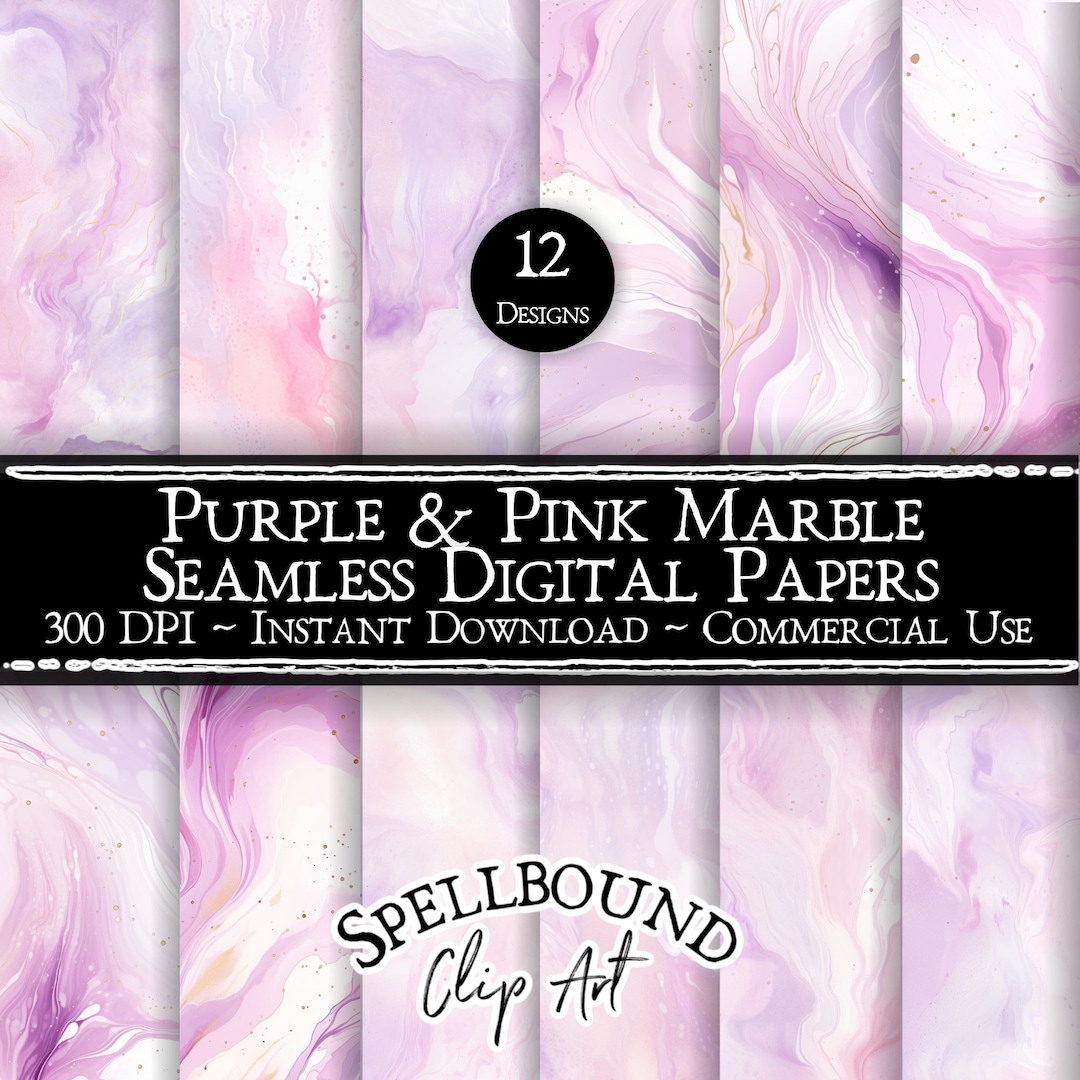 Purple and Pink Marble Seamless Digital Papers, Commercial Use, Instant ...