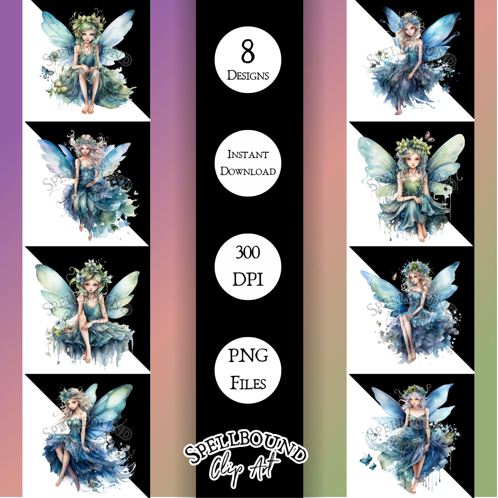 Blue Fairies Digital Clipart, Commercial Use, Instant Download, Pastel ...