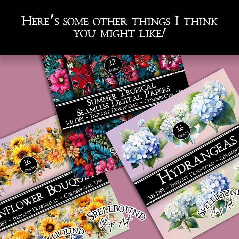 Hibiscus Flowers Digital Clipart, Commercial Use, Instant Download ...