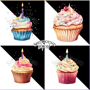 Birthday Cupcake Digital Clipart, Commercial Use, Instant Download ...