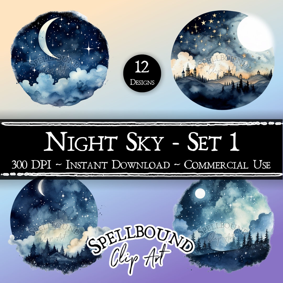 Night Sky Digital Clipart Commercial Use Instant Download - Etsy