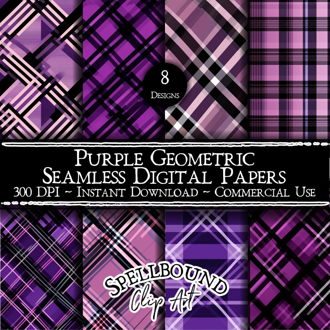 Purple Geometric Seamless Digital Papers, Commercial Use, Instant ...