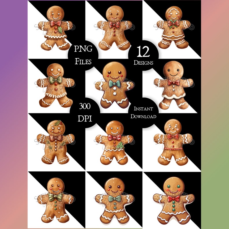 Gingerbread Man Digital Clipart, Commercial Use, Instant Download ...