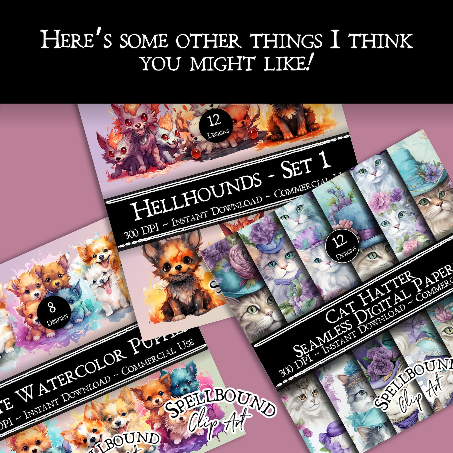 Hellhounds Puppies Digital Clipart, Commercial Use, Instant Download ...