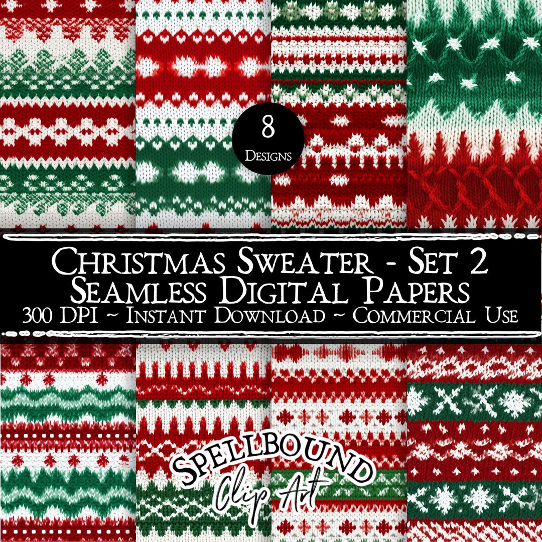 Christmas Sweater Pattern Seamless Digital Papers, Commercial Use ...