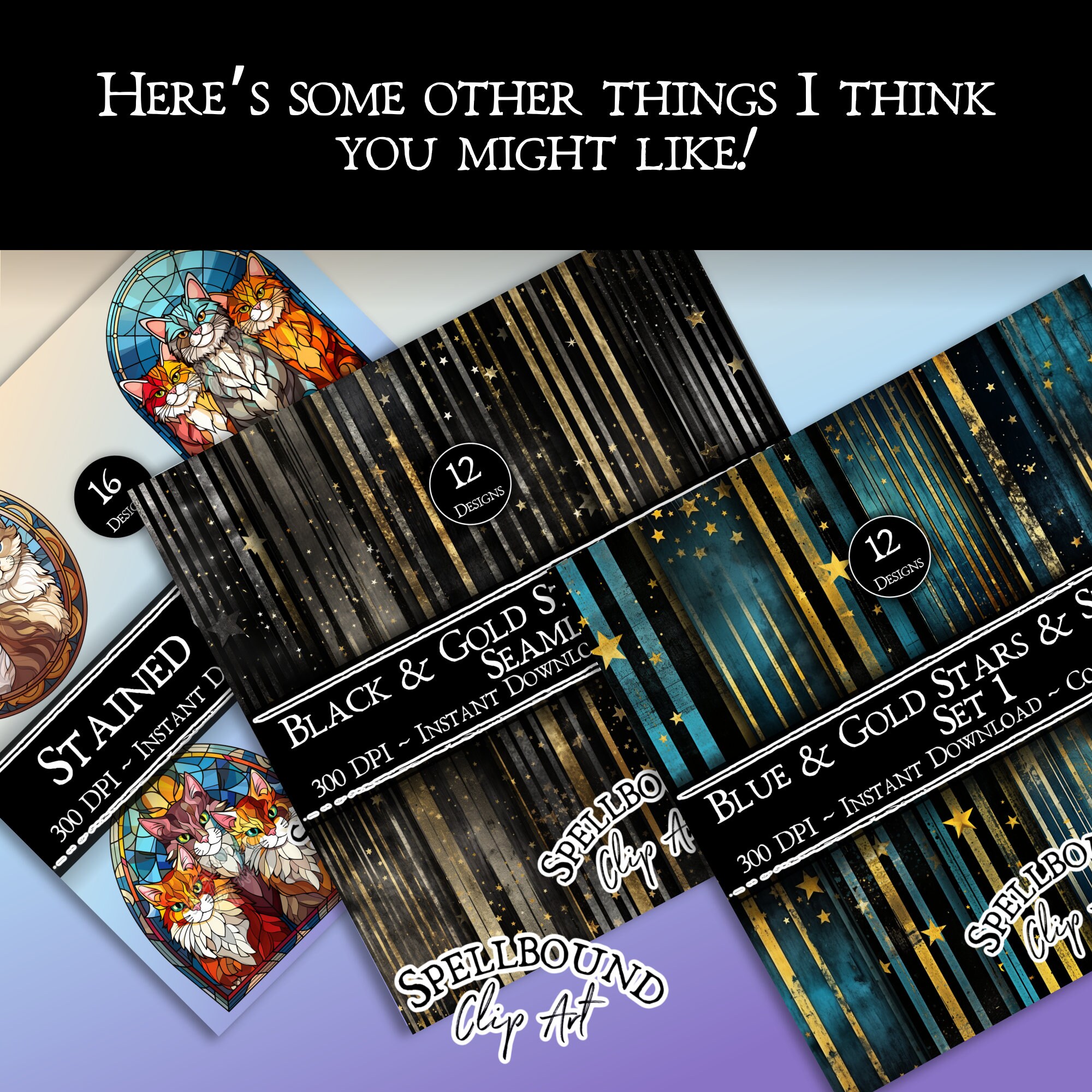 Blue and Gold Stars and Stripes Seamless Digital Papers, Commercial Use ...