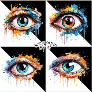 Rainbow Watercolor Eyes Digital Clipart, Commercial Use, Instant ...