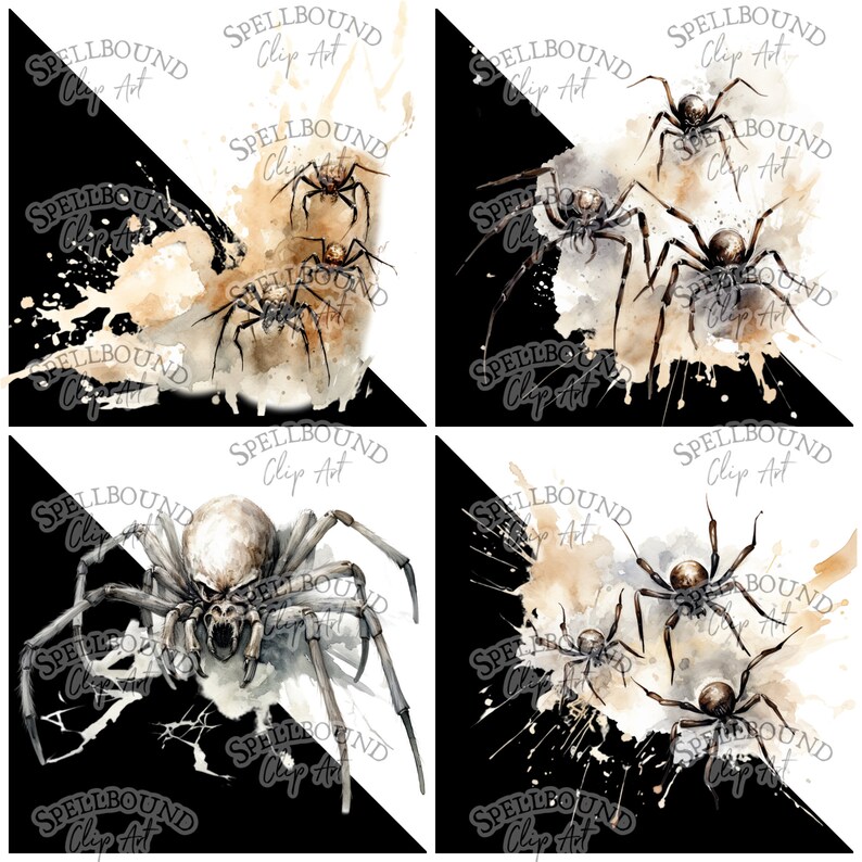 Spooky Spiders Digital Clipart Commercial Use Instant - Etsy