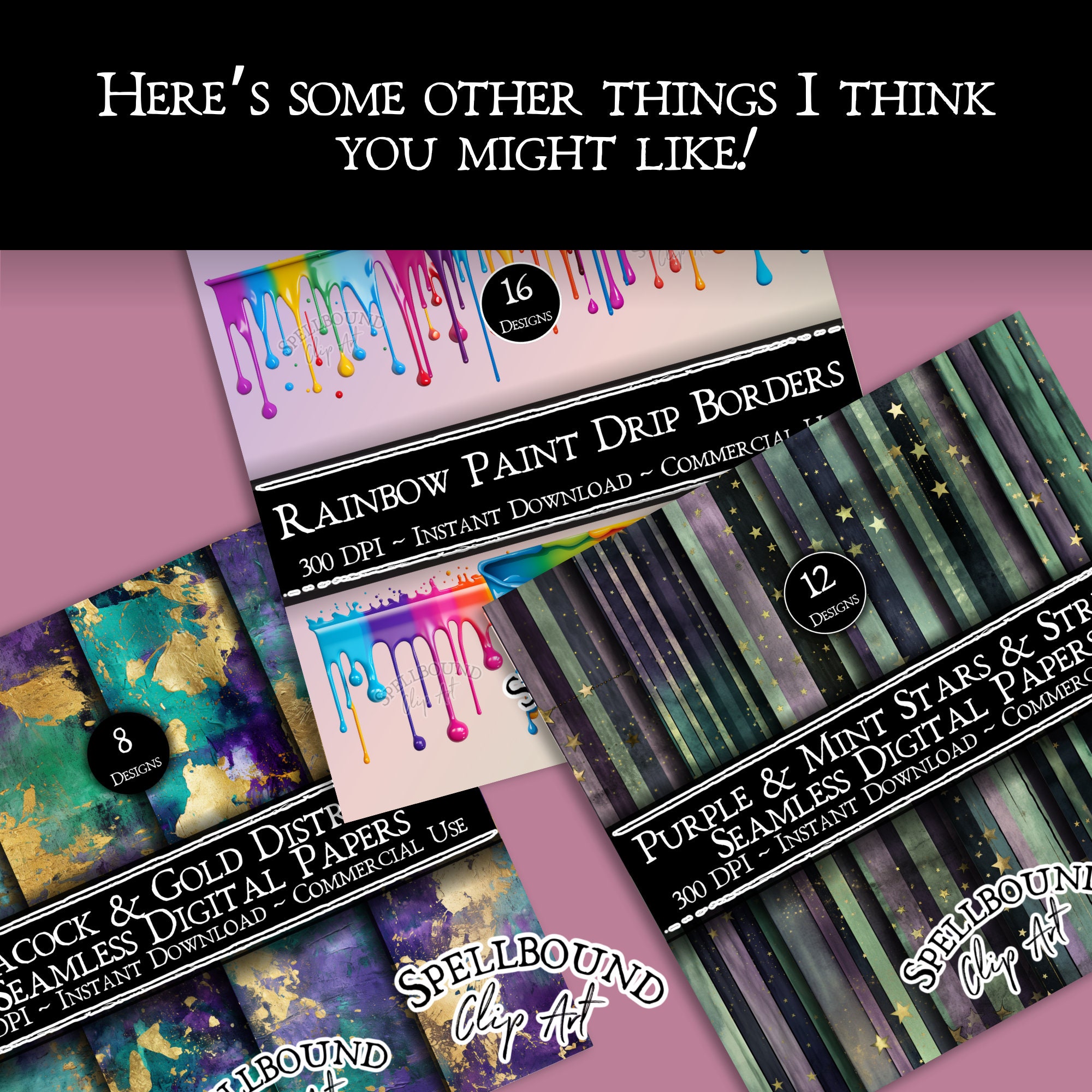 Purple Paint Drip Borders Digital Clipart, Commercial Use, Instant ...