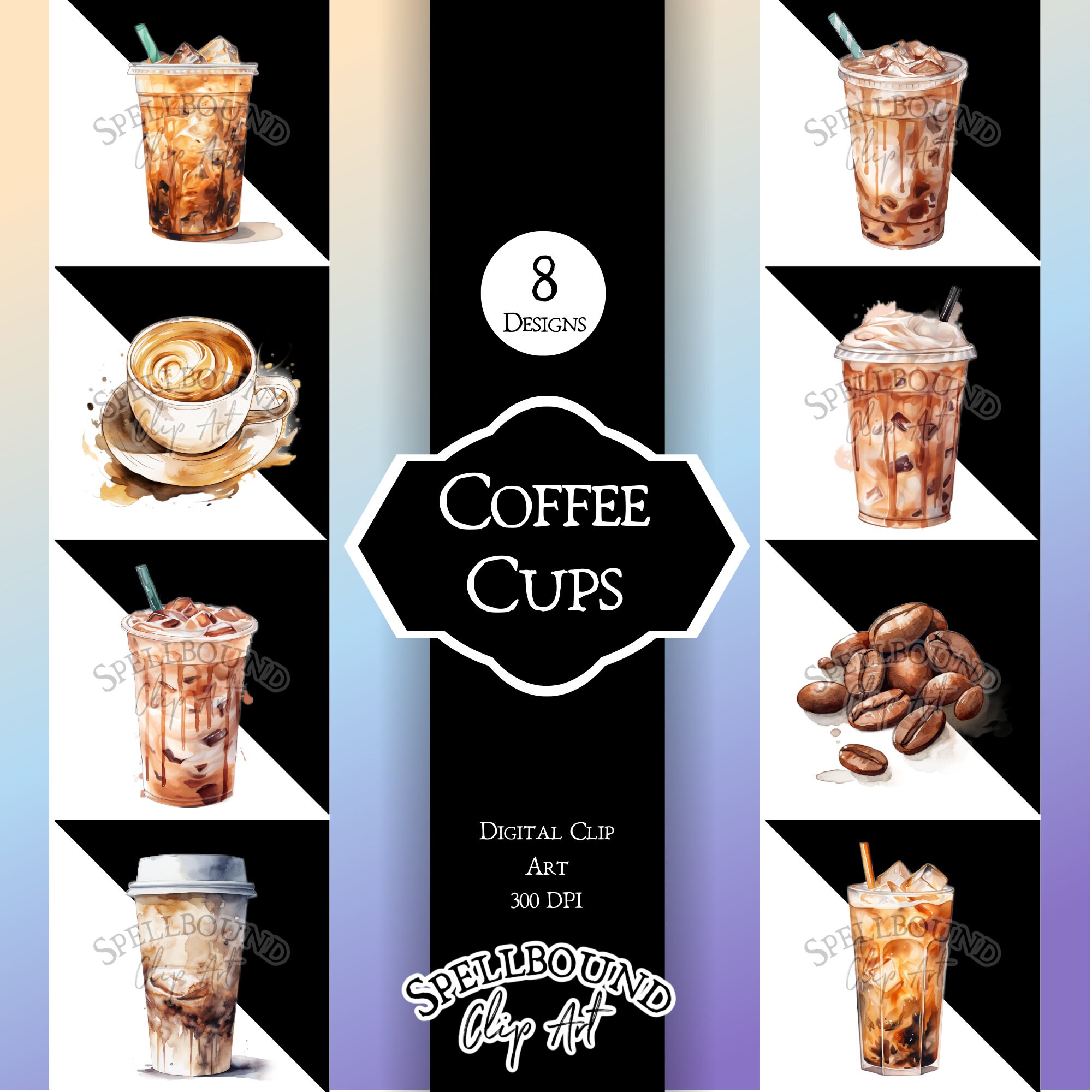 Coffee Digital Clipart, Commercial Use, Instant Download, Cappuccino ...