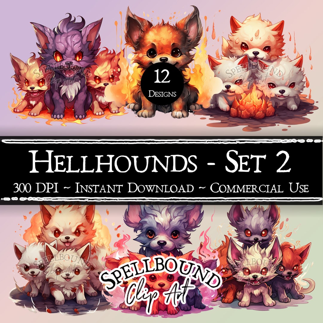 Hellhounds Puppies Digital Clipart, Commercial Use, Instant Download, PNG, Chibi Clipart, Dog ...