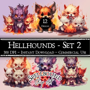 Hellhounds Puppies Digital Clipart, Commercial Use, Instant Download, PNG, Chibi Clipart, Dog ...