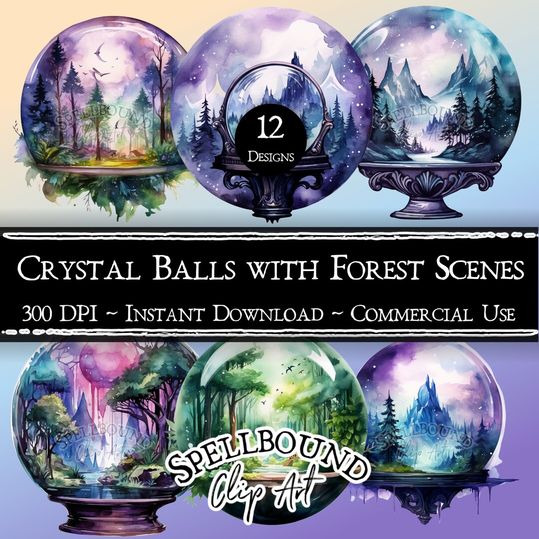 Forest Scene Crystal Ball Digital Clipart, Commercial Use, Instant ...