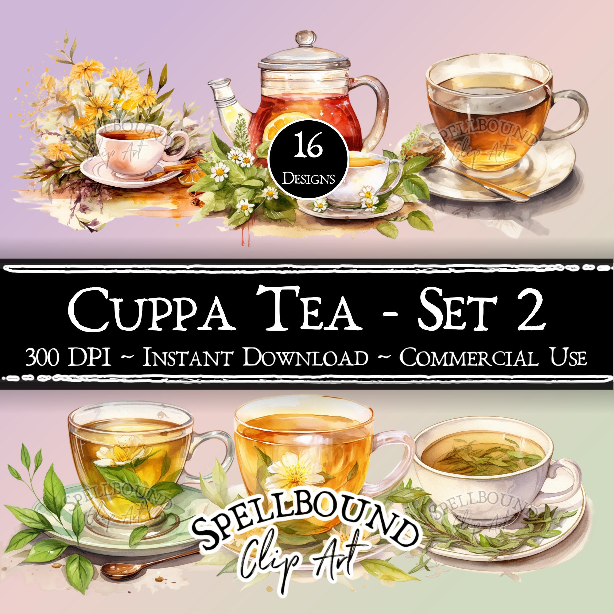 Tea Digital Clipart, Commercial Use, Instant Download, Cup of Tea Clip ...