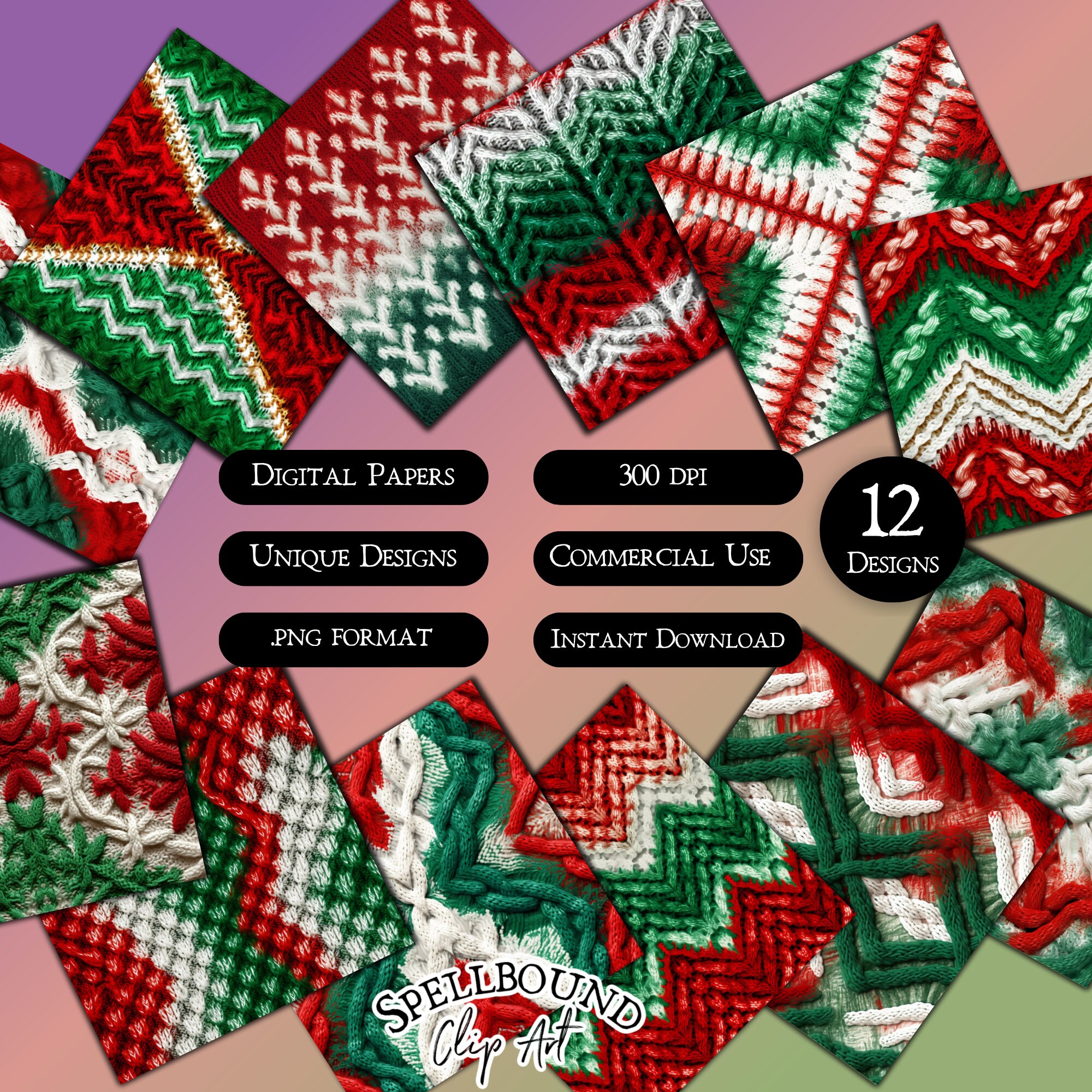 Christmas Sweater Pattern Seamless Digital Papers, Commercial Use ...