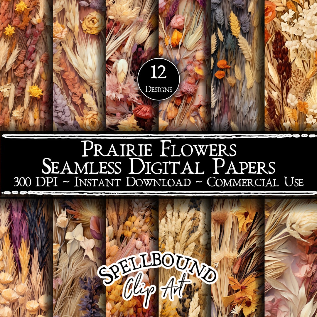 Prairie Flowers Seamless Digital Papers, Commercial Use, Instant ...