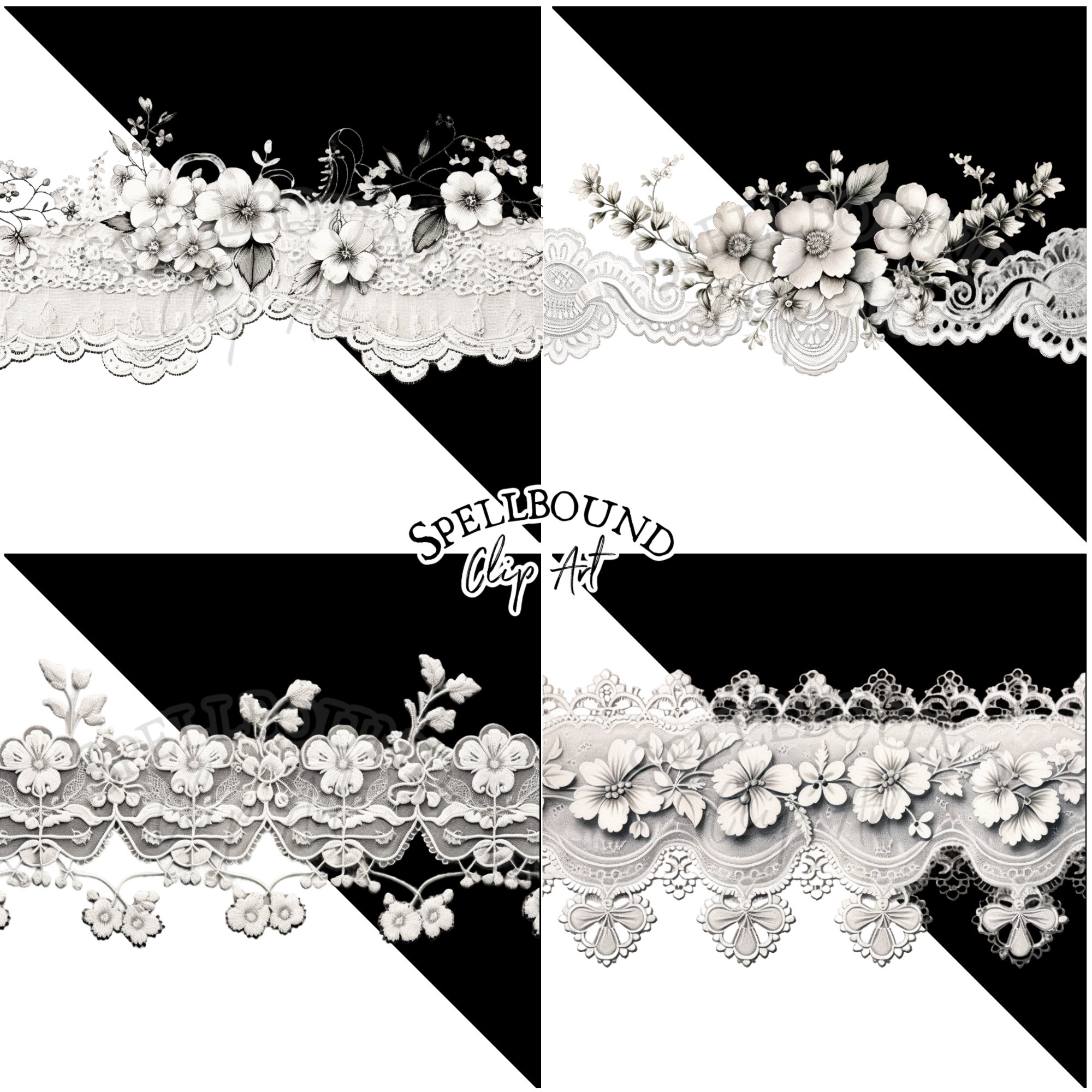Vintage Lace Borders Digital Clipart, Commercial Use, Instant Download ...