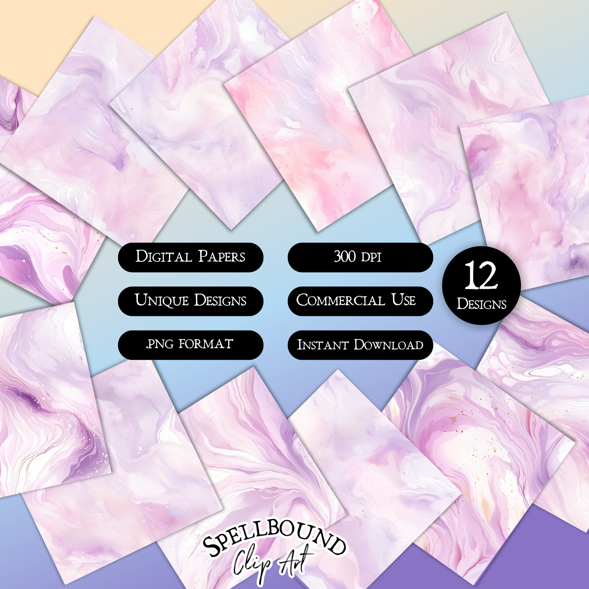 Purple and Pink Marble Seamless Digital Papers, Commercial Use, Instant ...