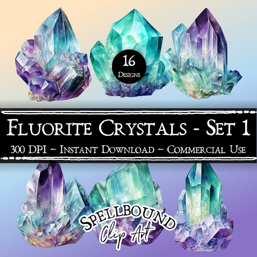 Fluorite Clusters, Digital Clipart, Commercial Use, Instant Download, Crystal Clip Art, PNG - Etsy