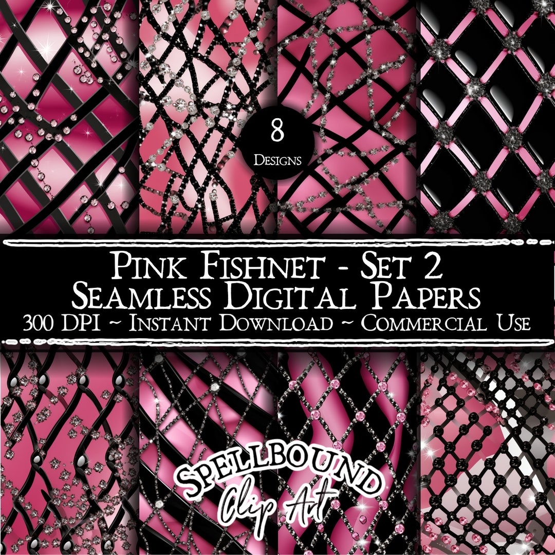 Pink and Black Fishnet Seamless Digital Papers, Commercial Use, Instant ...