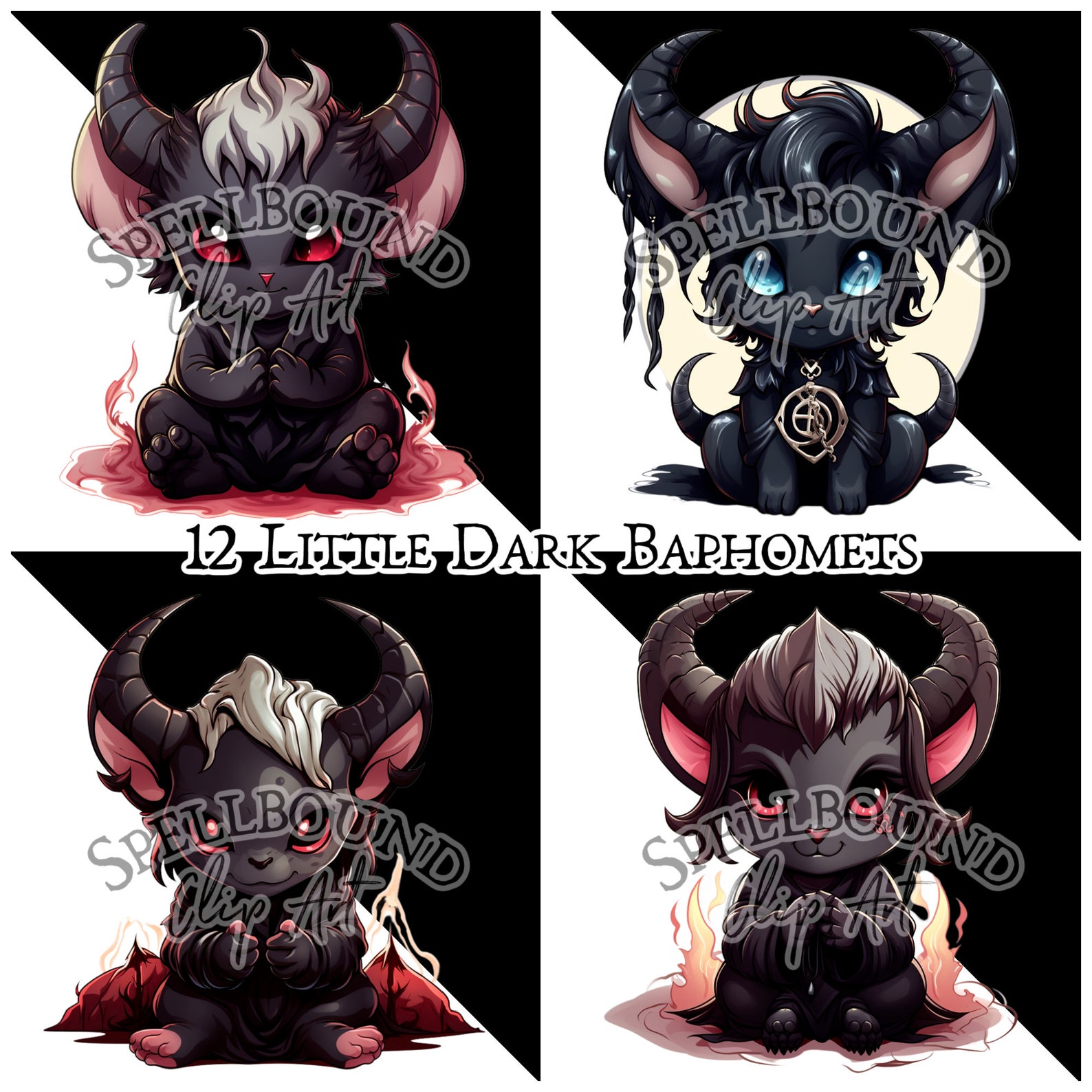 Chibi Dark Baphomet Digital Clipart, Commercial Use, Instant Download ...
