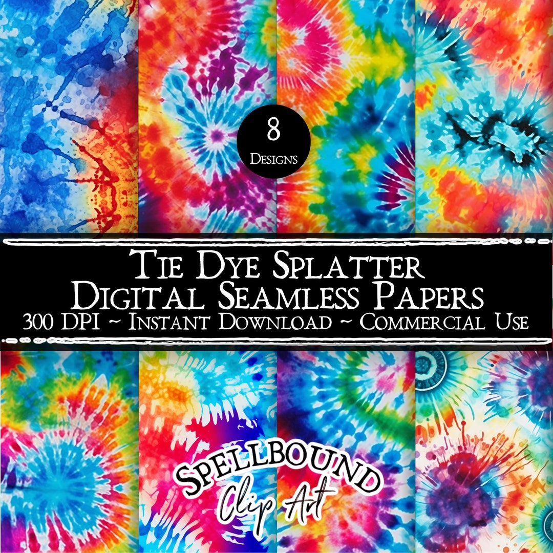 Tie Dye Splatter Seamless Digital Papers, Commercial Use, Instant ...