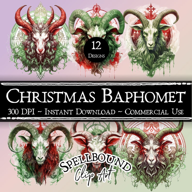 Christmas Baphomet Digital Clipart, Commercial Use, Instant Download ...