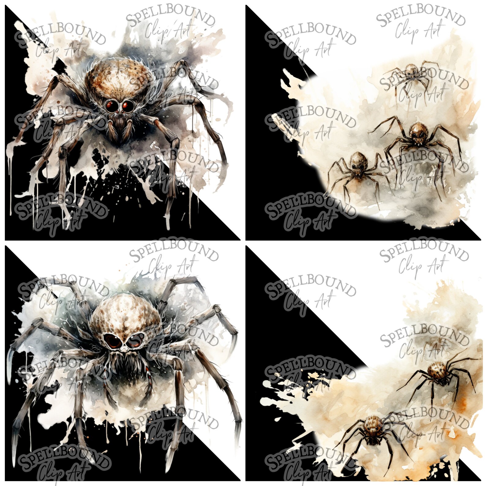 Spooky Spiders Digital Clipart Commercial Use Instant - Etsy